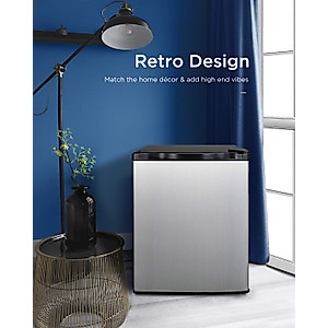 COOLLIFE Mini Freezer Only Countertop- Compact Reversible Single Door Table Top Mini Freezer - Free Standing portable small upright freezer Machine for Office(2.1 Cubic Feet, Silver)
