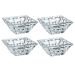 Nachtmann Bossa Nova Collection Dip Bowl Set of 4, Square, 3-Inch, Bowl for Dipping Sauce, Snacks, and Nuts, Chip and Dip Dish, Crystal Clear Glass, Dishwasher Safe