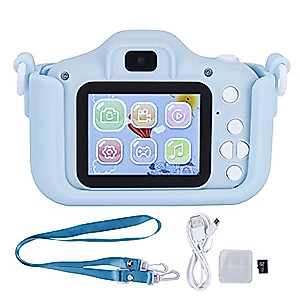 Zyyini Children's Camera Toys, 2.0inch IPS Screen Display Eye Protection Camera, 40MP Front Rear Dual Camera Cartoon Cat Photography Camera, One-Button Smart Focus, for Children Gifts(Blue)