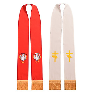 BLESSUME Clergy Church Stole Mass Reversible Stole with Gold Tassels
