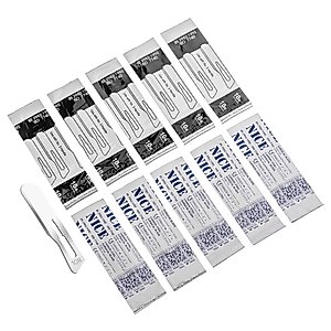 HALLMERS 10pcs 10R Carbon Steel Blade - Butter Blade Sterile Surgical Art Craft Sculpting Wax Cutting Dermaplaning Dermal Vellus Hair Precision Knife Exacto Hobby Scrapbooking Carving Stencil