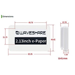 waveshare 2.13 inch Passive NFC-Powered e-Paper,250×122 Pixel, No Battery Required No Messy Wiring Novel Passive NFC Tech Wireless Powering & Data Transfer APP Provided