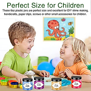 PeacePeo Plastic Jars with Lids, 48Pcs 6OZ Slime Containers with Screw On Lids Clear Round Plastic Storage Jars Refillable Container Jars Plastic for Travel Storage Home Kitchen Food