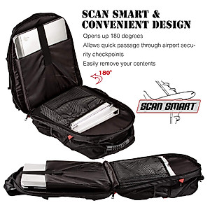 Five Star Travel Laptop Backpack, TSA Friendly Approved 17 Inch Large Business Travel Computer Backpack with USB charging cable & Headphone Hole, RFID protection