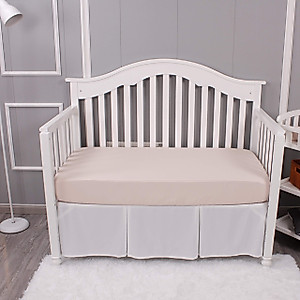 Belsden 3 Pack Soft Waterproof Crib Sheets, Wipeable Machine Washable Crib and Toddler Mattress Pad Cover, Fitted Microfiber Baby Sheets Set, 28’’x 52’’, Light Grey & Dark Grey & Apricot