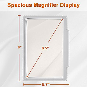 5X Large Page Magnifying Glass for Reading, Full-Page Viewing Area Magnifier Handheld Lightweight Magnifier for Reading Seniors and Low Vision Person Silver