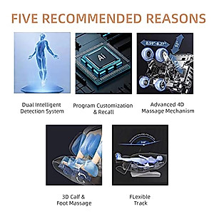 Alfine 4D Yoga Queen Massage Chair, Full Body Recliner with Flexible SL Track, Automatic Footrest Extension, 3D Calf & Foot Massage, Program Customization & Recall (Beige)