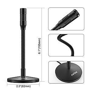 FIFINE Mini Gooseneck USB Microphone for Dictation and Recording,Desktop Microphone for Computer Laptop PC.Plug and Play Great for Skype,YouTube,Gaming, Streaming,Voiceover,Discord and Tutorials-K050