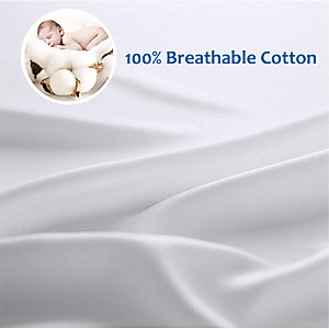 Precoco Body Pillow Pillowcase, 100% Cotton White Body Pillow Cover with Double Zipper, 20" x 54" Super Soft 600 Thread Count Case Covers for Easy Put in & Off, 1 Pack