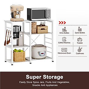 DlandHome 35.4 inches Microwave Cart Stand Kitchen Utility Storage 3-Tier for Baker Rack & Spice Rack Organizer Workstation Shelf,White