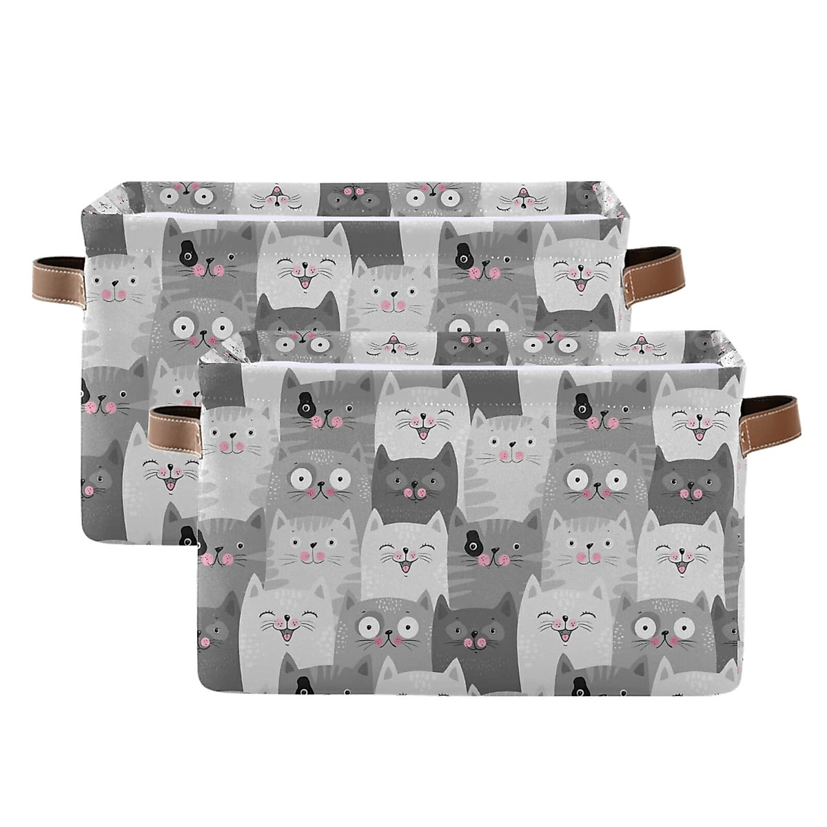 HUXINO Storage Basket Cube, Animal Cats Pattern Large Storage Bin Box Collapsible Clothes Toys Organizer Laundry Basket for Shelves Closet Kids Nursery Bedroom, 1 Pack