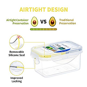 [4 PACK]6.1OZ Small Plastic Food Storage Container Set Portion Control Mini Bento Box Leaf-proof To-go Container with Lids