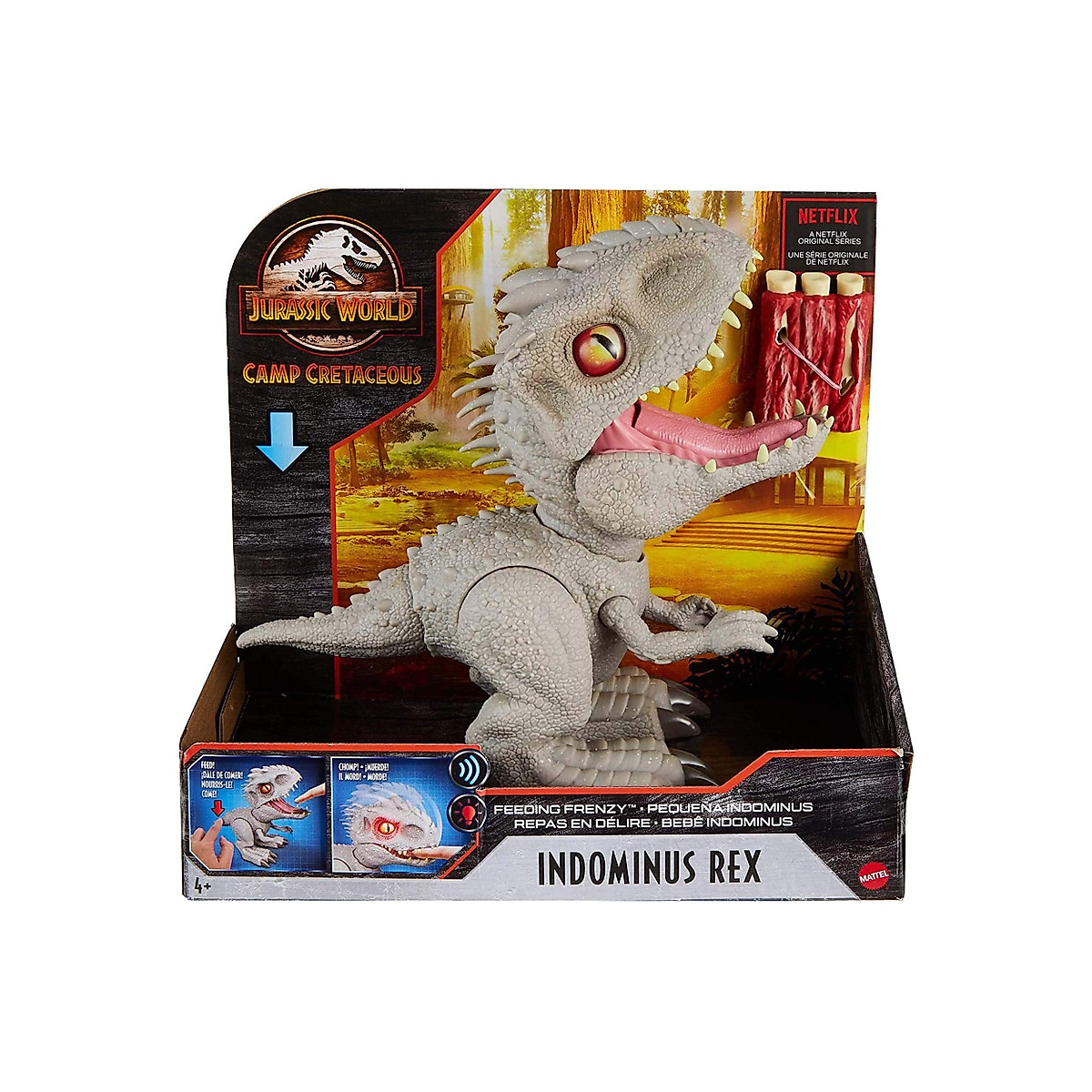 Mattel Jurassic World Toys Camp Cretaceous Feeding Frenzy Indominus Rex Interactive Dinosaur, Bite Reflex, Toy Ribs, Lights & Sounds, Authentic Detail, Ages 4 Old & Up [Amazon Exclusive]