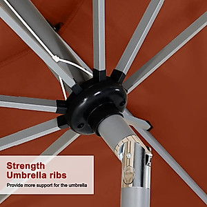 ABCCANOPY 11FT 3 Tiers Market Umbrella 3-Year-Non-Fading OLEFIN Canopy Patio Outdoor Aluminum Table Umbrella with 8 Sturdy Ribs, Rust