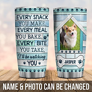 Wassmin Dog Tumbler Personalized Mugs With Picture Photo Custom Cup I'' Be Watching You Dogs Tumblers 20oz 30oz Coffee Travel Mug Birthday Christmas Fathers Mothers Day Funny Gift For Dog Mom Dad