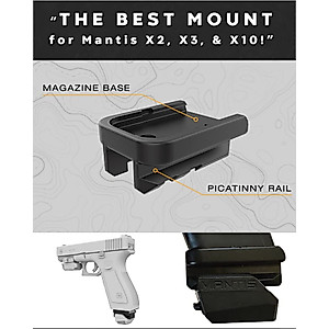 MagMount - Rail Mount Base Plate for Glock and Mantis X2, X3 and X10 | Fits Glock 17 19 22 23 26 | Magazine Base Plate Replacement (Black)