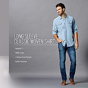 Wrangler Authentics Men's Long Sleeve Classic Woven Shirt, Light Chambray, 3X-Large