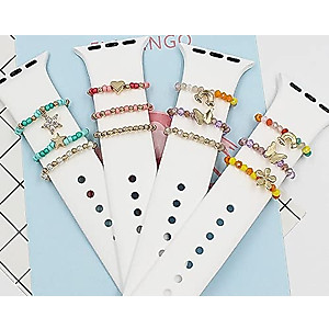 3PCS/Set Bead Decorative Ring for Apple Watch Series 8 7 6 5 4 3 2 1 iWatch 45mm 41mm Watch Strap Loops ,Tomcrazy Diamond Charms for Bands Any Width 20mm Samsung Galaxy Watch 4 44mm 40mm 3 Active 2 Vivomove Huawei Watch 2 Pro (#h)