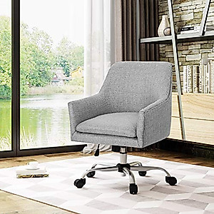 Morgan Mid Century Modern Fabric Home Office Chair with Chrome Base, Gray