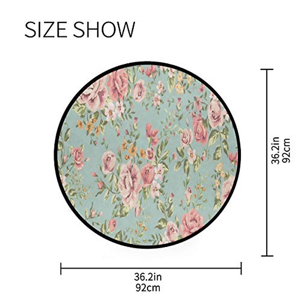 ALAZA Flower Classic Vintage Round Area Rug for Living Room Bedroom 3' Diameter(92 cm)