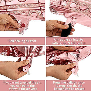 TONIFUL 4 Pcs Crown Balloons 24 Inch Rose Gold Crown Shaped Foil Mylar Balloons for Anniversary,Baby Shower,Wedding,Girls Birthday Decorations,Princess Themed Party Supplies