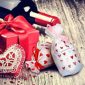 32 Pieces Valentine's Day Drawstring Candy Bags Heart Love Theme Candy Pouches Bags for Valentine's Day Wedding Party