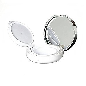 Onwon 15g 0.5oz Empty Luxurious White Silver Edge Portable Air Cushion Puff Box BB Cream Container Dressing Case with Powder Puff and Mirror