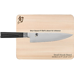 Shun Cutlery Small Hinoki Cutting Board, 10.75" x 8.25" Small Wooden Japanese Chopping Board for Kitchen, Medium-Soft Wood Preserves Knife Edges, Forest Stewardship Council Certified