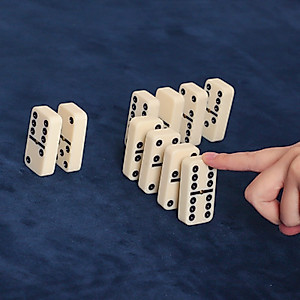 GUSTARIA Dominoes Set for Adults, Dominos Set with 28 Ivory Tiles, Double Six Dominos Game Set for Classic Board Game, with White Canvas Bag (2 to 4 Players)