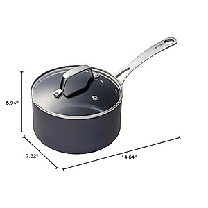 KYOCERA Ceramic Saucepan with Ceramic Non-Stick Coating, 7 inches, PFAS/PTFE Free, Stainless Steel Handle, Suitable for All Stove Types, Includes Glass Lid, CSP-07