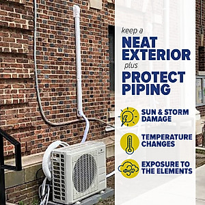 Sealproof Mini Split AC Line Set Cover Kit, 3" Decorative White Professional Grade PVC Kit Provides 15 FT Line Coverage for Ductless Mini Split Air Conditioners and Heat Pumps