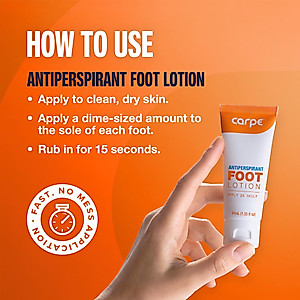 Carpe Antiperspirant Foot Lotion, A dermatologist-recommended solution to stop sweaty, smelly feet, Helps prevent blisters, Great for hyperhidrosis