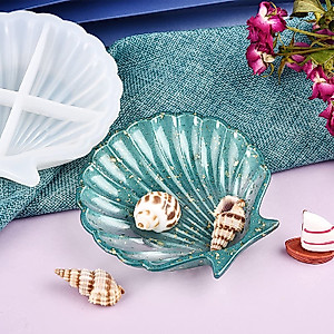 Shell Jewelry Tray Resin Mold, Soap Necklace and Earring Storage Silicone Epoxy Mold Seashell Molds for DIY Crafts Casting Home Decoration
