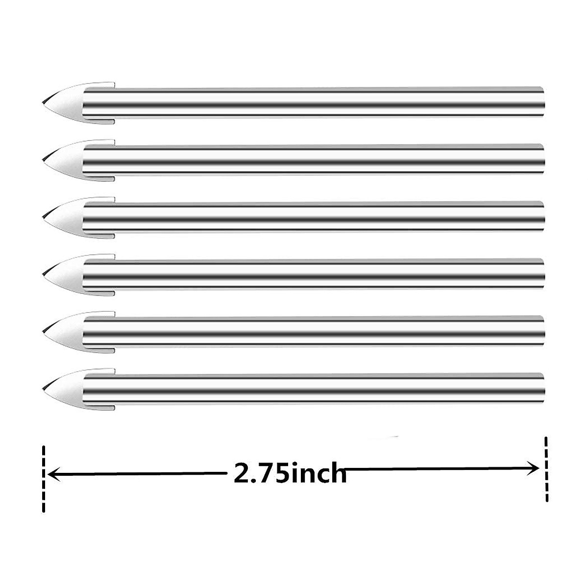 10Pcs Glass Drill Bits For Glass Ceramic Marble Tile Concrete 6MM 1/4" Round Shank Drilling Carbide Wall Tile Ceramic Glass Drill Bit Set