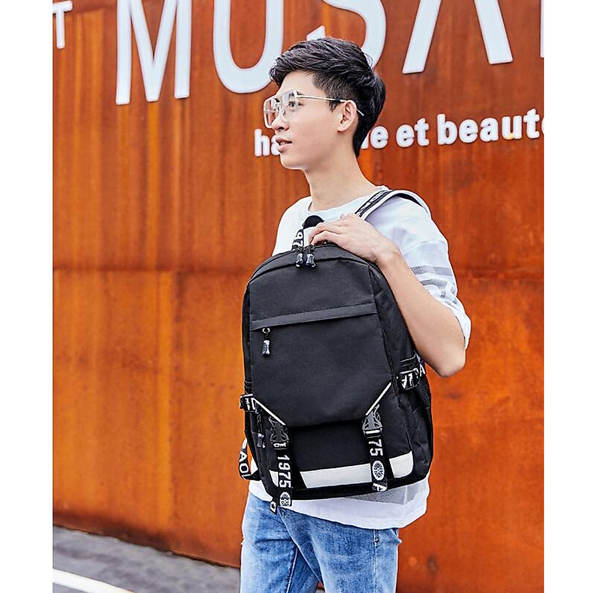 TPSTBAY Anime Seven Deadly Sins Printed Oxford Travel Daypack With USB Charging Port, Casual Laptop Backpack, College Knapsack(8)