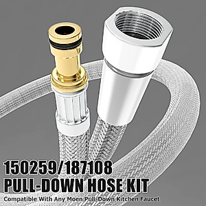 Compatible with Moen Faucet 150259 Pull Down Hose Replacenent Kit, Kitchen Faucet Pull Down Kitchen Faucet Replacement Part 187108, 1-Pack Gray