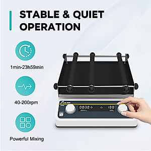 LAB FISH Digital Orbital Shaker Table Adjustable Speed 40-200RPM,Workplate 9.85"x9.85" Capacity 2KGS,Laboratory Orbital Rotator Shaker with Timer(1min-23h59min) & Continuous Mode for Chemical