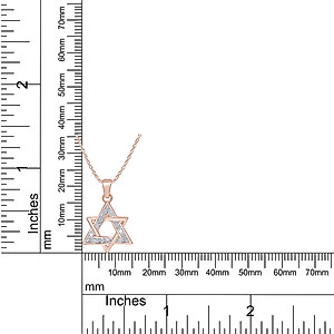 AFFY White Natural Diamond Star of David Pendant Necklace in 14k Rose Gold Over Sterling Silver (0.1 Ct)