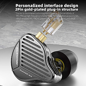 KZ PR1 Pro Planar IEM High Resolution Earphone Earbuds,Wired in-Ear Monitor Headphones/Headsets,HiFi in Ear Buds 4 Audiphile (Black, Without mic)