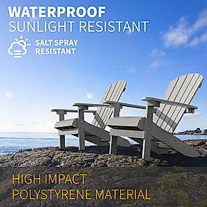 YEFU Adirondack Chair Plastic Weather Resistant, Patio Chairs, Widely Used in Outdoor, Fire Pit, Outside, Garden, Campfire Chairs (Grey)