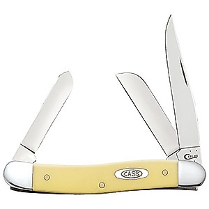 CASE XX WR Pocket Knife Madium Stockman With Synthetic Handle, Carbon Steel CV Blades, Length Closed: 3 5/8 Inches (Yellow Synthetic)