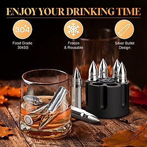 Dusor Gifts for Dad, 6Pc Reusable Whiskey Stones, Whiskey Gifts for Men, from Daughter, Wife, Son, Mens Gifts for Him, Birthday Gifts for Men, Gifts for Dad Who Wants Nothing