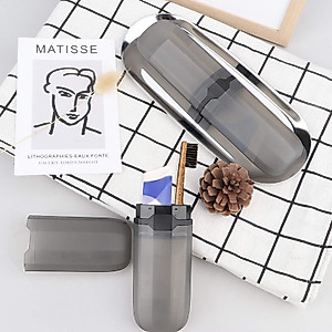 Yeeco Toothbrush Case 2 Packs, Transparent Black Toothbrush Travel Case, Plastic Toothbrush Holder Travel, 7.9”×2.1”×1.2” Portable Toothbrush Case for Traveling