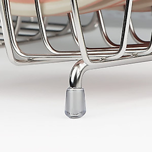 BTLATHA Sink Dish Drainer Rack, Expandable 304 Stainless Steel Dish Drying Rack Organizer with Stainless Steel Utensil Rack, Adjustable 14.96" to 20.59" Inside The Sink (up to 7 Upright Utensils).