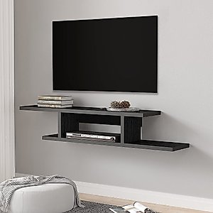 FITUEYES Concise Floating TV Stand Shelf - Wall Mounted Entertainment Center Media Console Component Wall Cabinet, Black, 50"