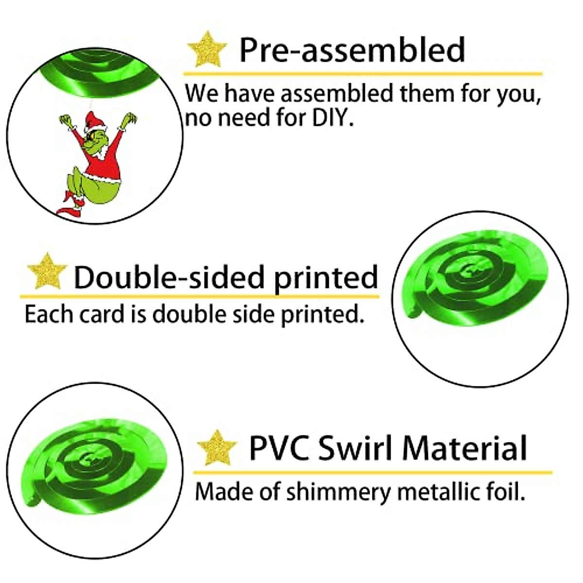 36 Pcs Whoville Christmas Decorations Hanging Swirls,NO-DIY Whoville Decorations Green Monster Christmas Decorations, Welcome to Whoville Hanging Decorations for Green Monster Party Decorations