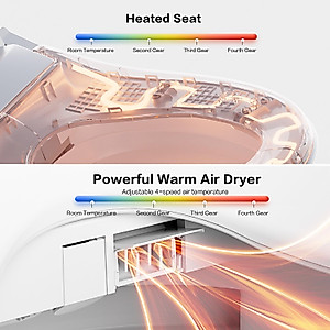 Smart Toilet with Bidet Built in, Foot Sensor Modern Bathroom Toilet Bidet Combo with Auto Flush, Bidet Warm Water, Heated Bidet Bidet Seat, Dryer, Night Light, Remote, Elongated (T20S)