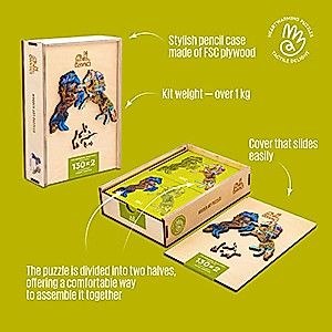 DAVICI - Wooden Jigsaw Puzzles for Adults | Exclusive Wooden Puzzle for Adults, Teens, Family | Uniquely Shaped Jigsaw Puzzles | Exclusive Wood Puzzle | Large | 12.8x15.9 in | 2x130 pcs | The Mustangs