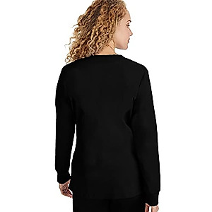 Healing Hands Womens Scrub Jacket 5 Pocket Purple Label 5063 Daisy Snap-up Scrubs Women Jacket Black XL