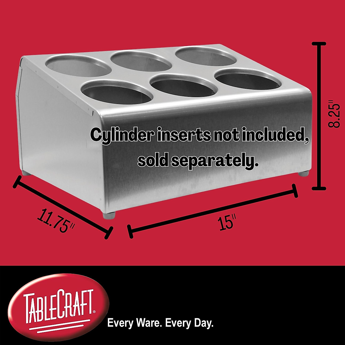 TableCraft Products 7062 Two-Tiered Flatware Cylinder Holder with 6 Holes